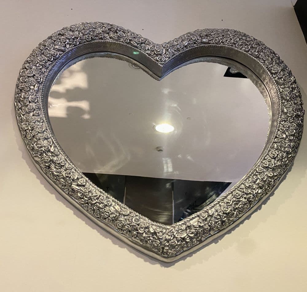 Rose Heart Shape Mirror Silver