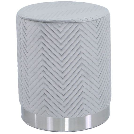 Round Stool Grey Chrome Base