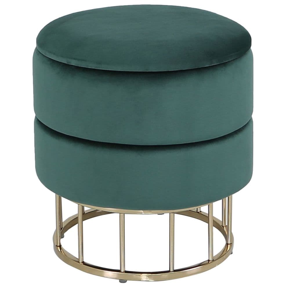 Round Storage Stool Forest Green Gold Base