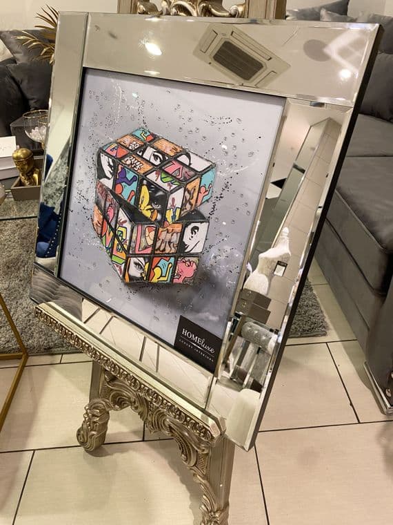 Rubix Cube Graffiti Wall Art Mirror Frame Décor