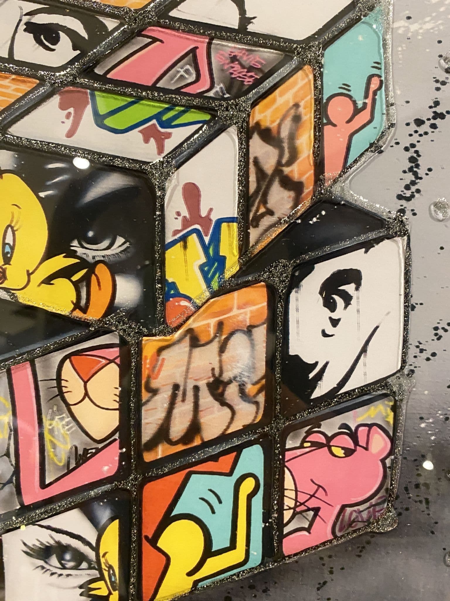 Rubix Cube Graffiti Wall Art Mirror Frame Décor