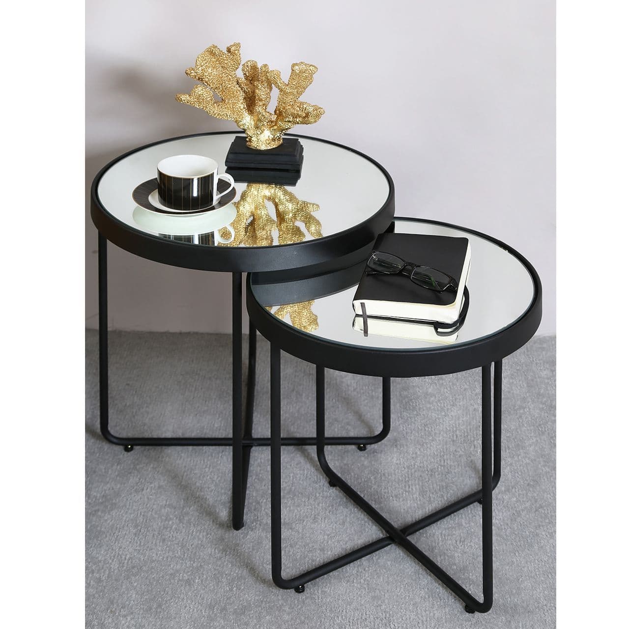 Mirror end table set store