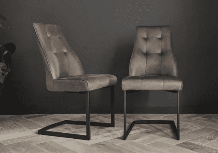 Set Of 2 Merlin Dining Chairs In Grey Fabric