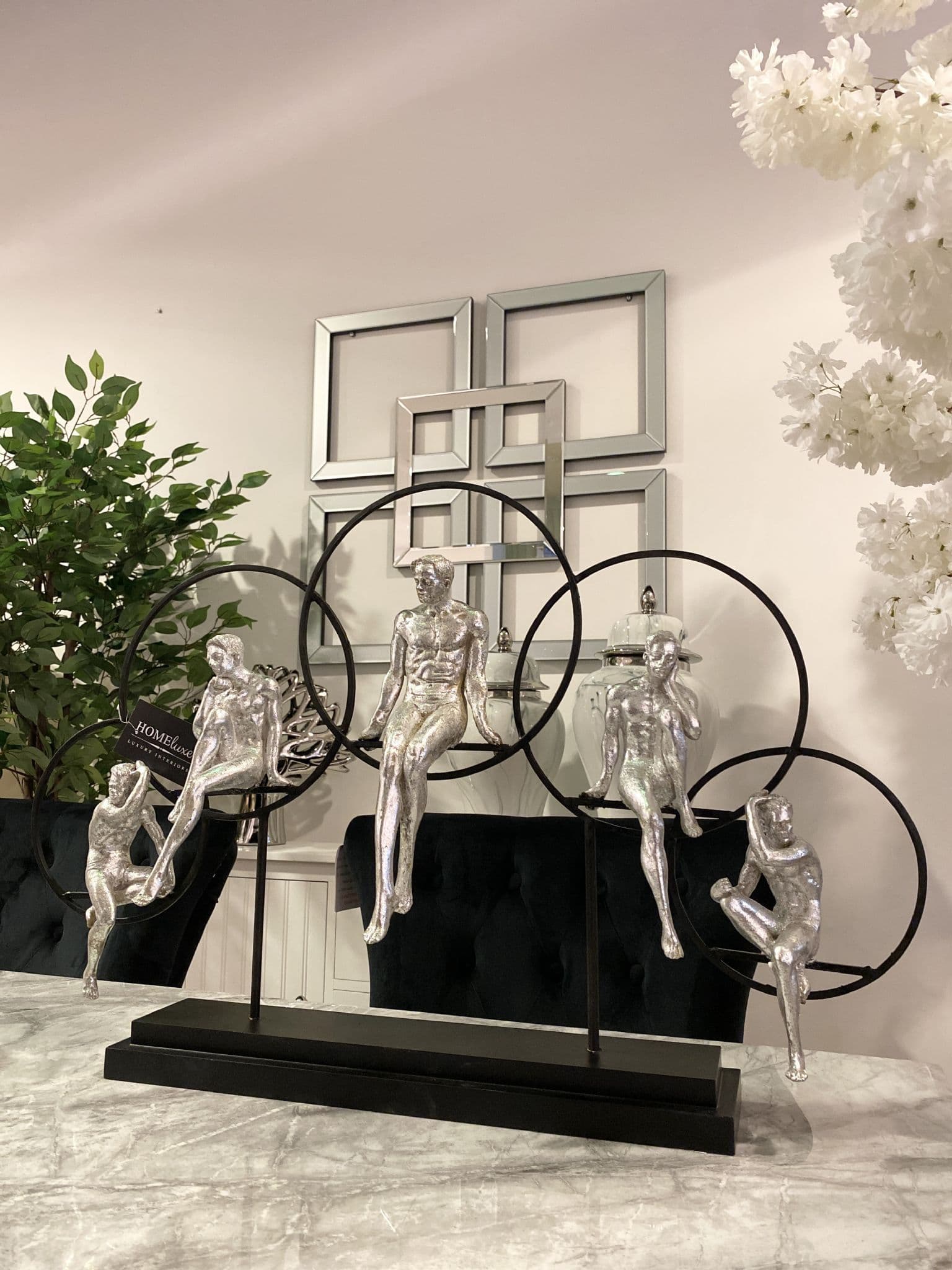 Silver 5 Men Circle Sculpture