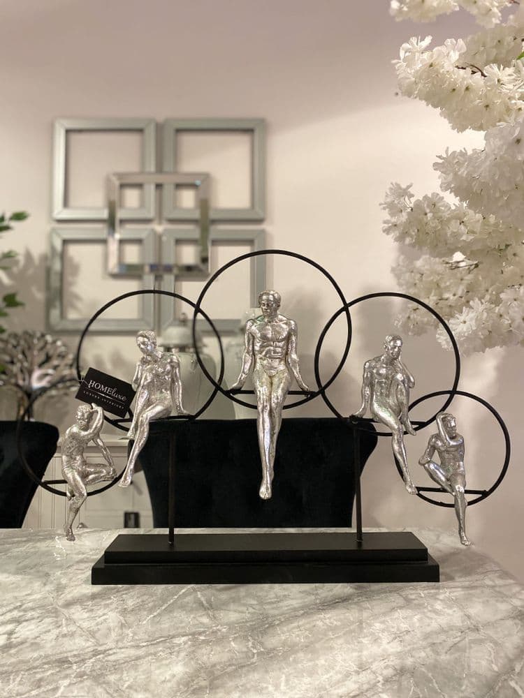 Silver 5 Men Circle Sculpture
