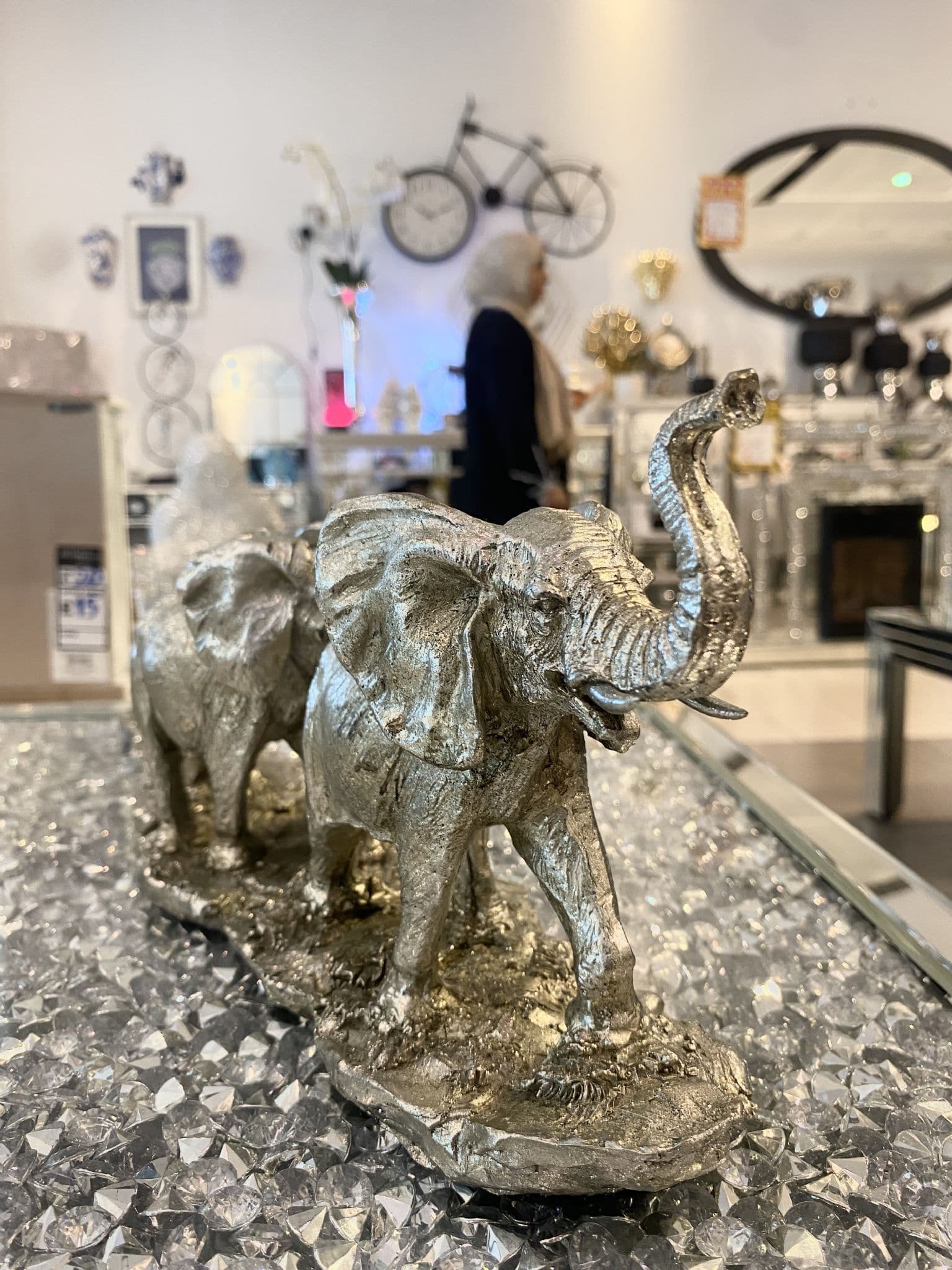 Silver Art Elephants Train Ornament