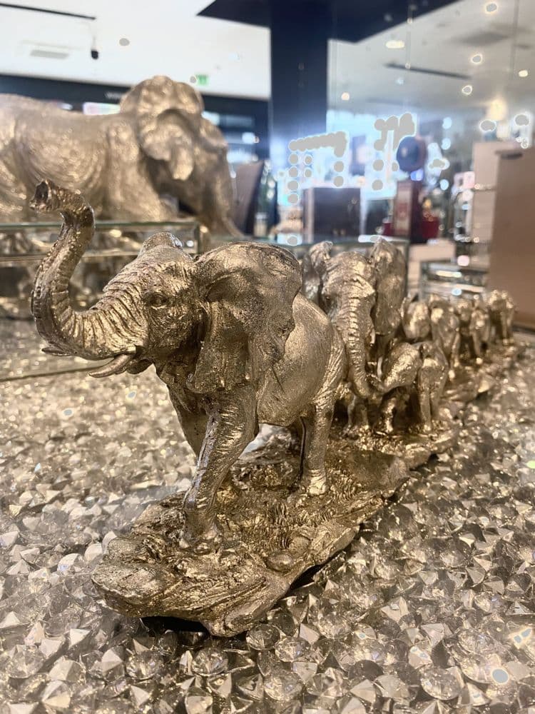 Silver Art Elephants Train Ornament