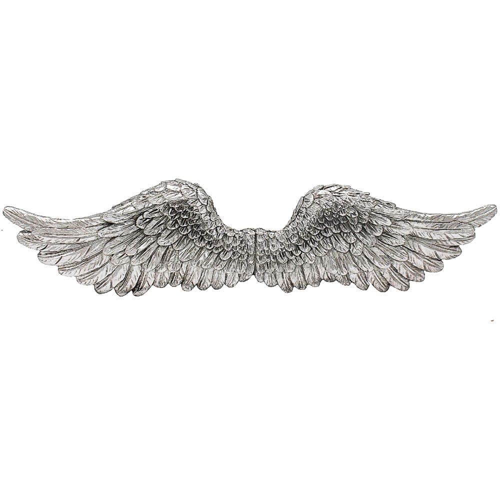 Small Flared Angel Wings Wall Art Silver