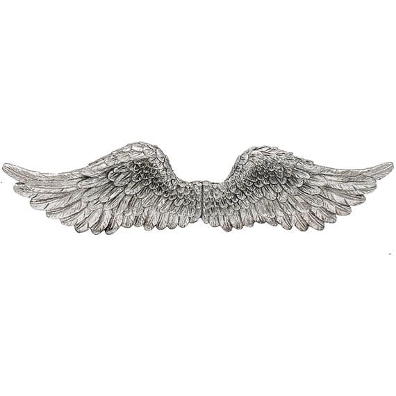 Small Flared Angel Wings Wall Art Silver