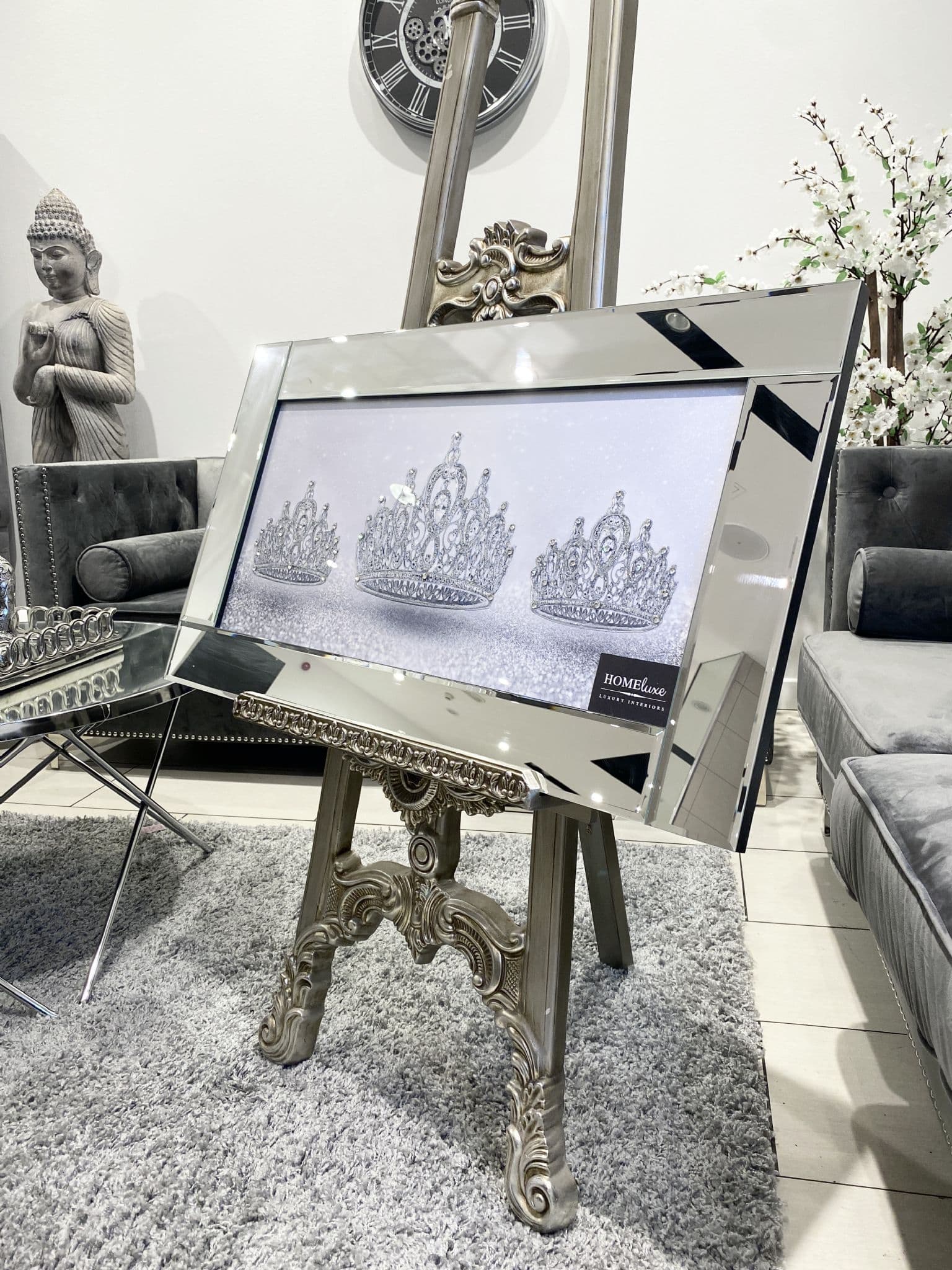 Three Diamond Crowns Wall Art Mirror Frame