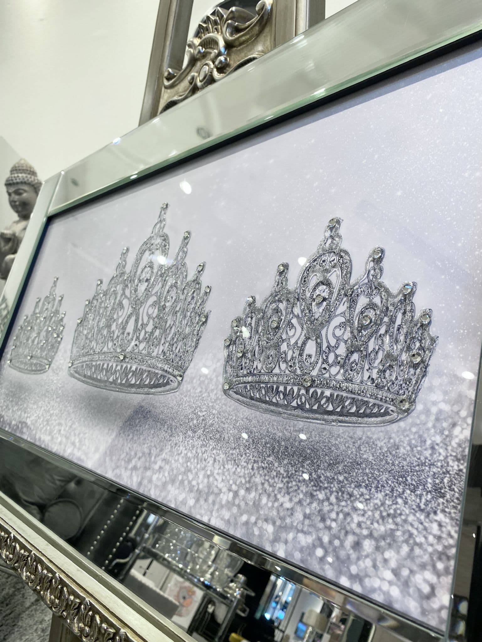 Three Diamond Crowns Wall Art Mirror Frame