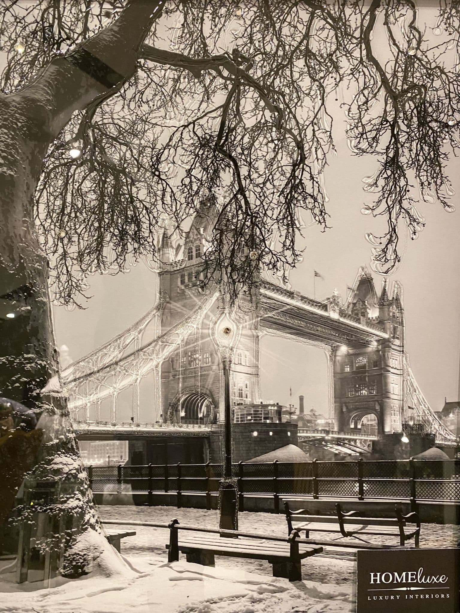 Tower Bridge Winter Grey Scene Wall Art Mirror Frame
