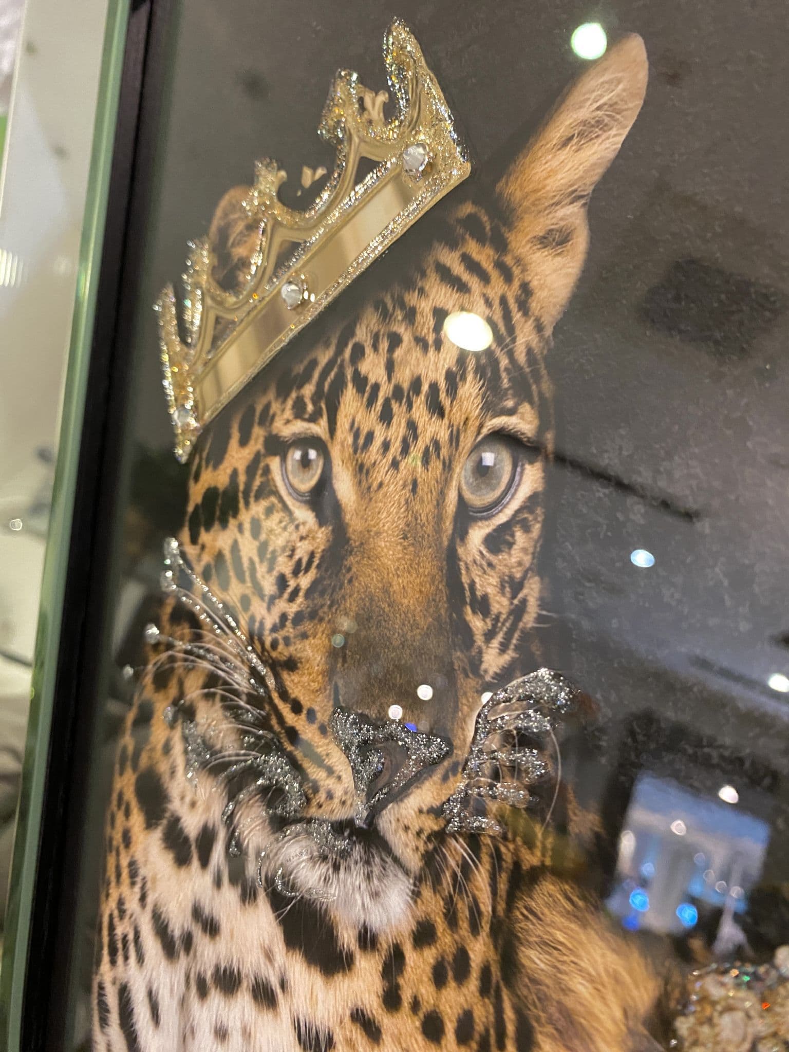 Triple Cheetah Crown Wall Art Mirror Frame 55Cm X 55Cm