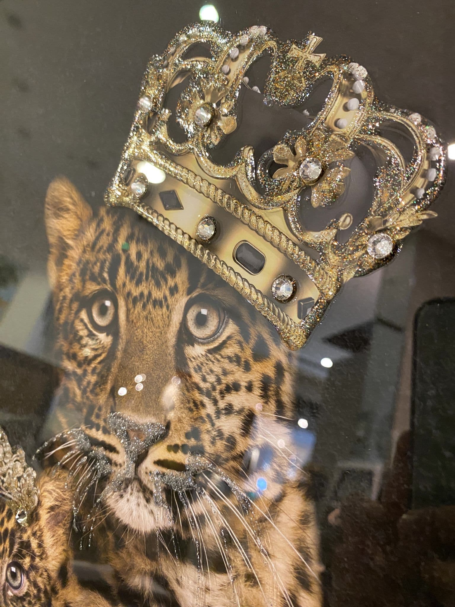 Triple Cheetah Crown Wall Art Mirror Frame 55Cm X 55Cm