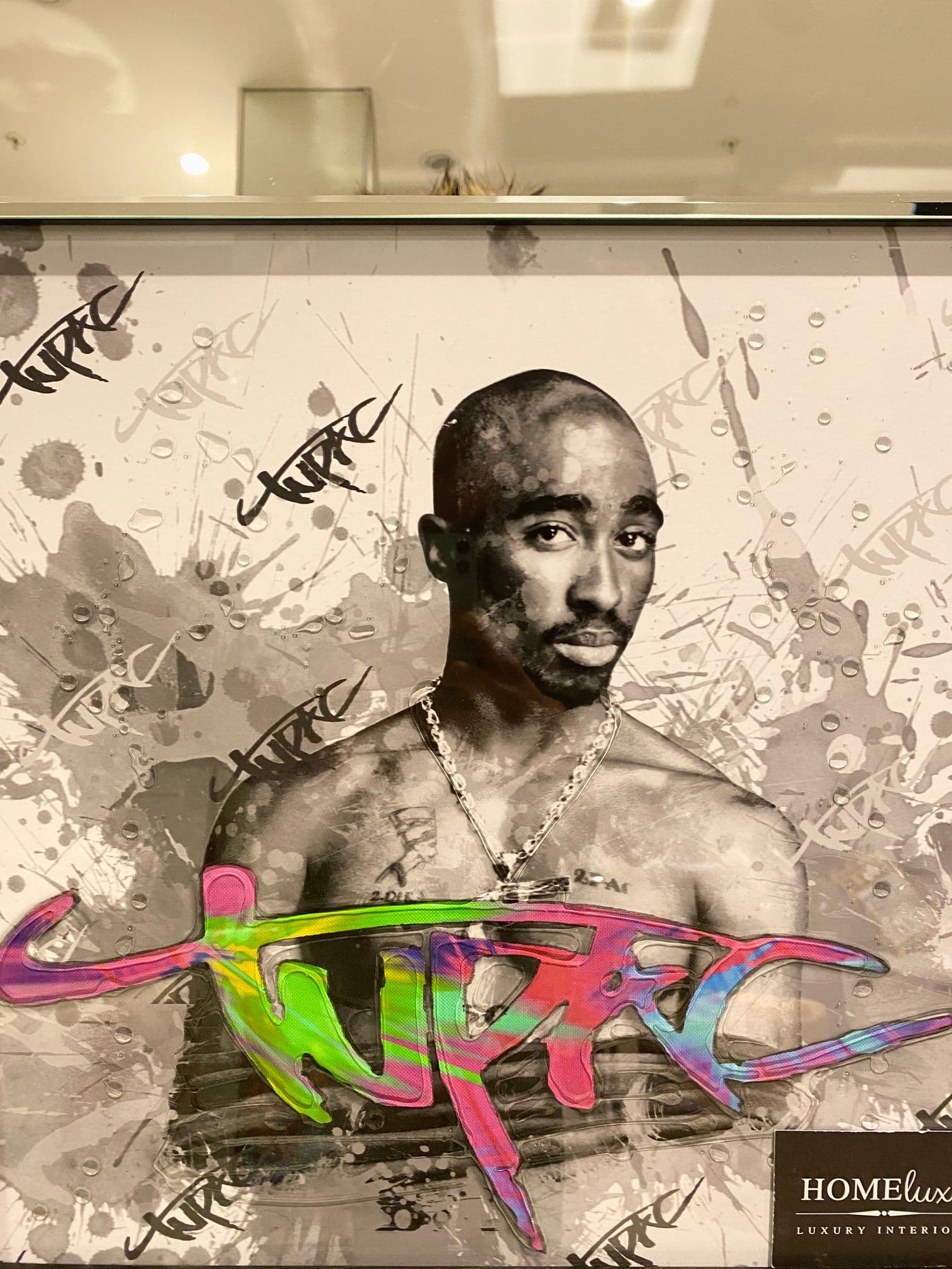 Tupac Grey Design Wall Art Mirror Frame