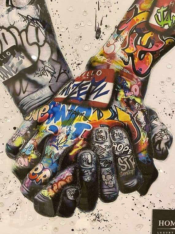 Unity Hands Graffiti Wall Art Mirror Frame