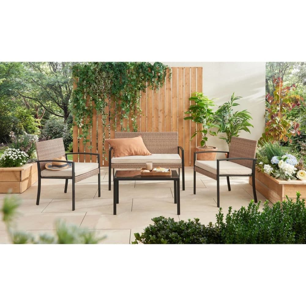 Valencia Sofa Set 4Pc Natural Brown Rattan