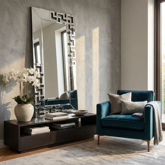 Venetian Corner Greek Key Full Length Mirror 80x180cm