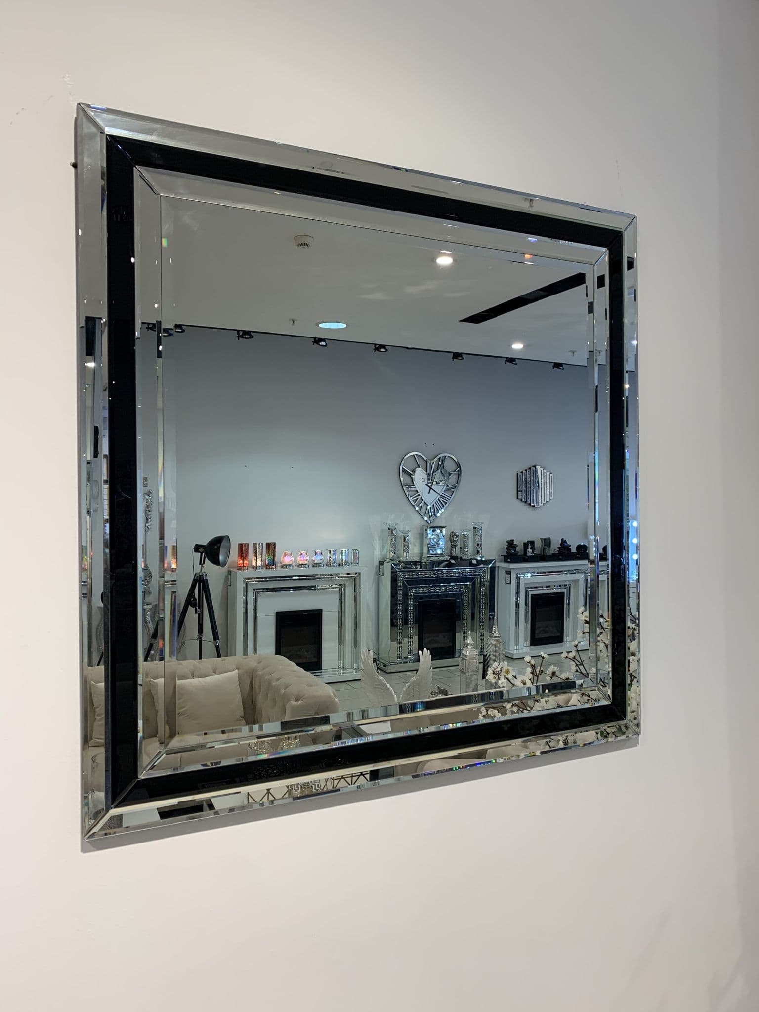 Venice Square Mirror With Black Border Edge