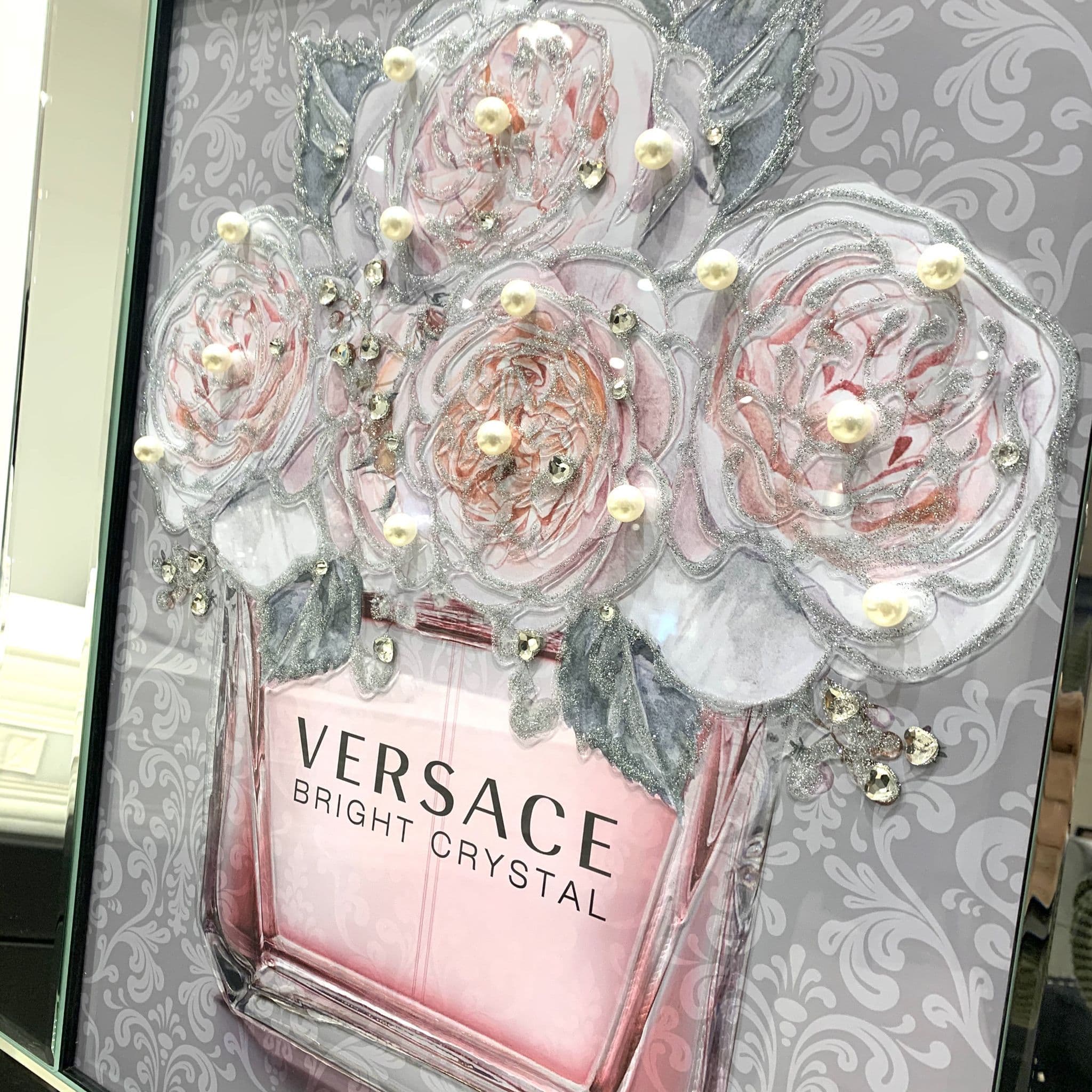 Versace Pink Bottle Glitter Wall Art Mirror