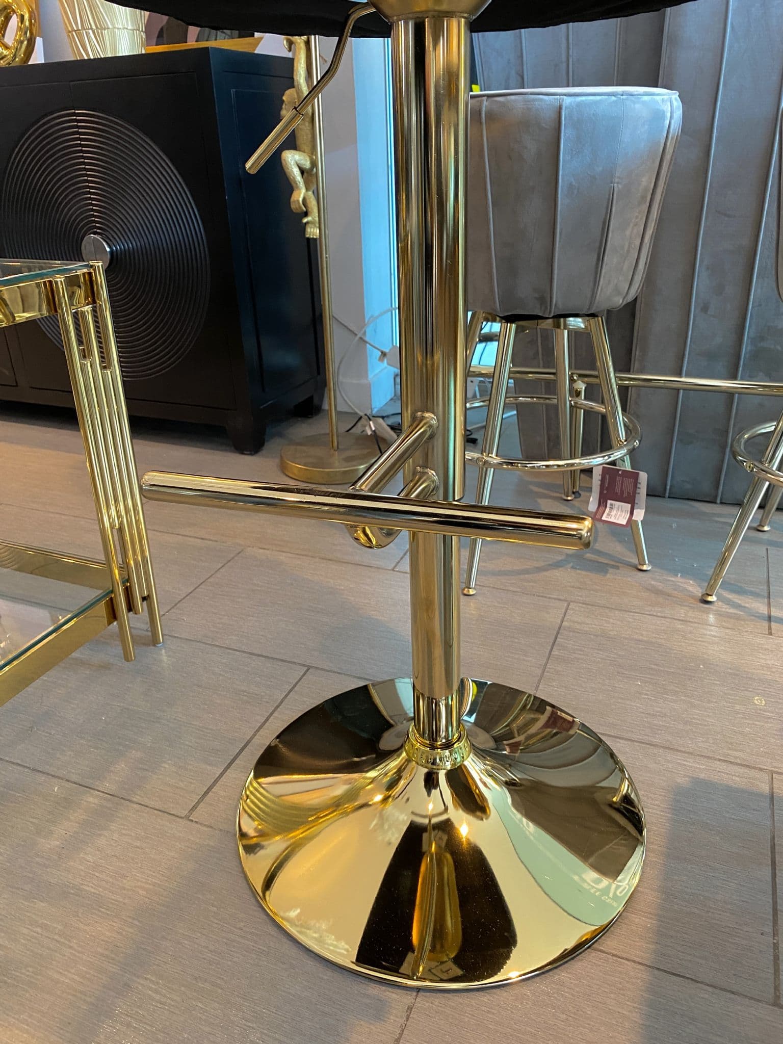 Victoria Black Velvet Barstool With Gold Lion Knocker