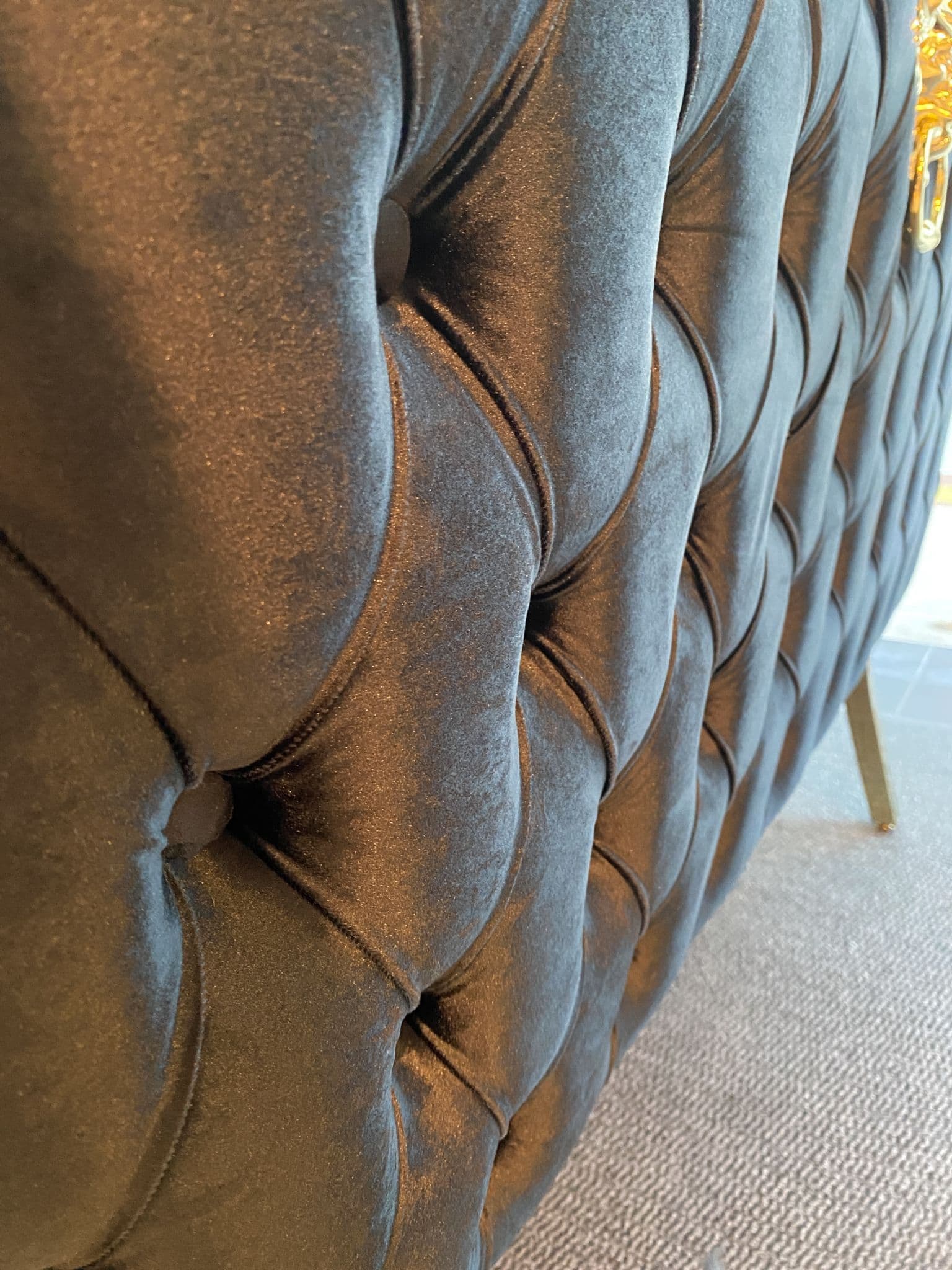 Victoria Black Velvet Dining Bench With Gold Lion Knocker