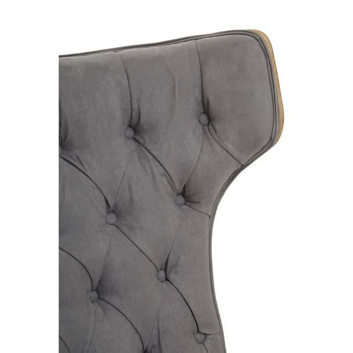 Vinsi Dark Grey Velvet Chair with Winged Back Home Luxe Interior