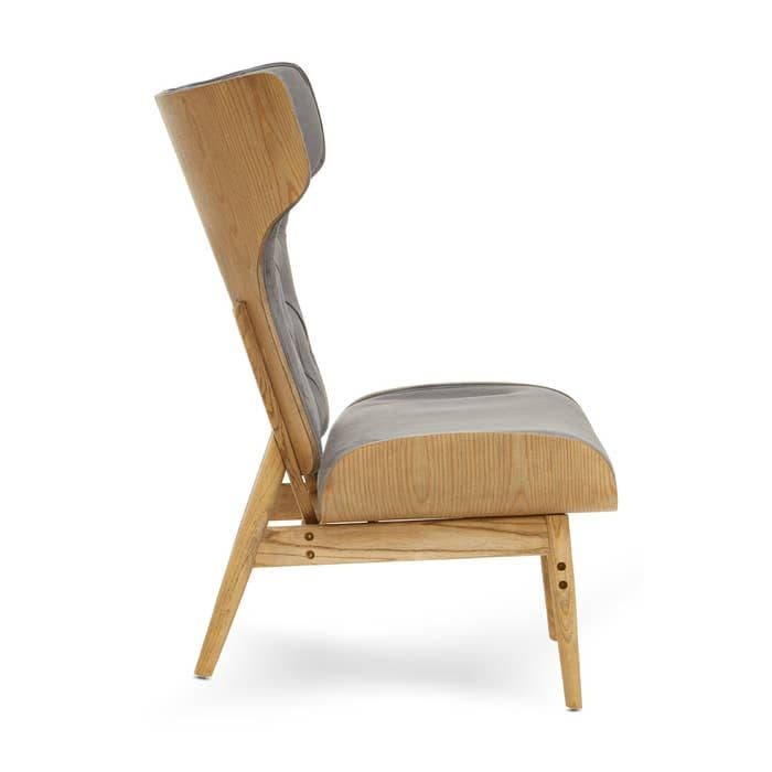 Vinsi Dark Grey Velvet Chair with Winged Back Home Luxe Interior