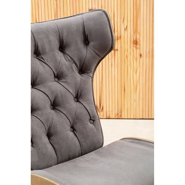 Vinsi Dark Grey Velvet Chair with Winged Back Home Luxe Interior
