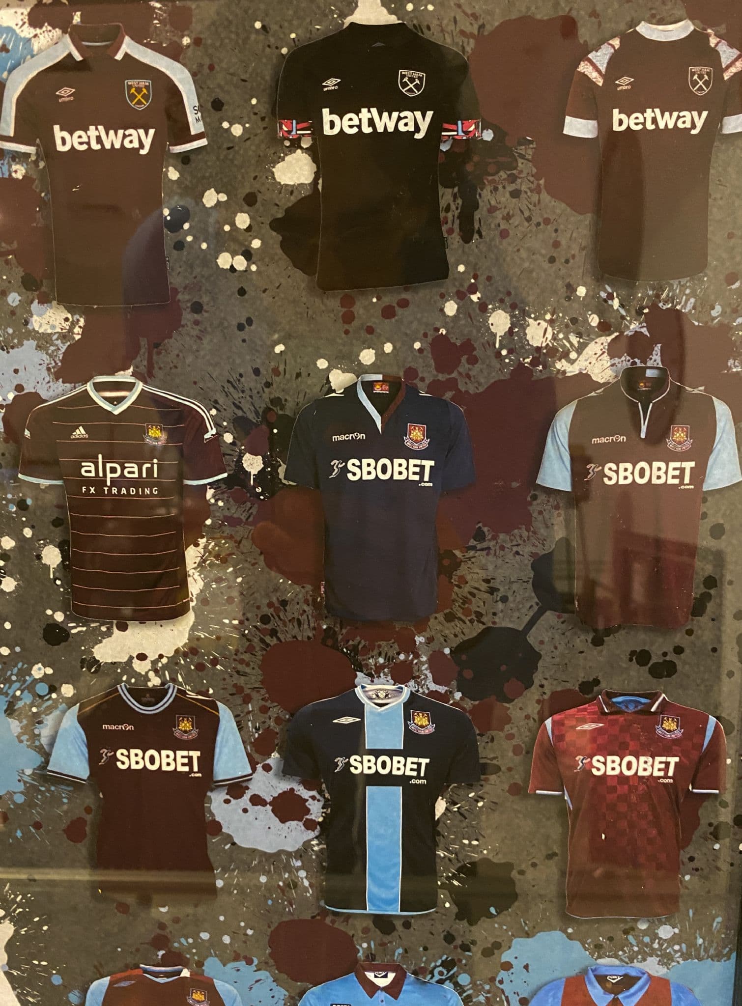 West Ham Football Strip Collection 47Cm X 47Cm