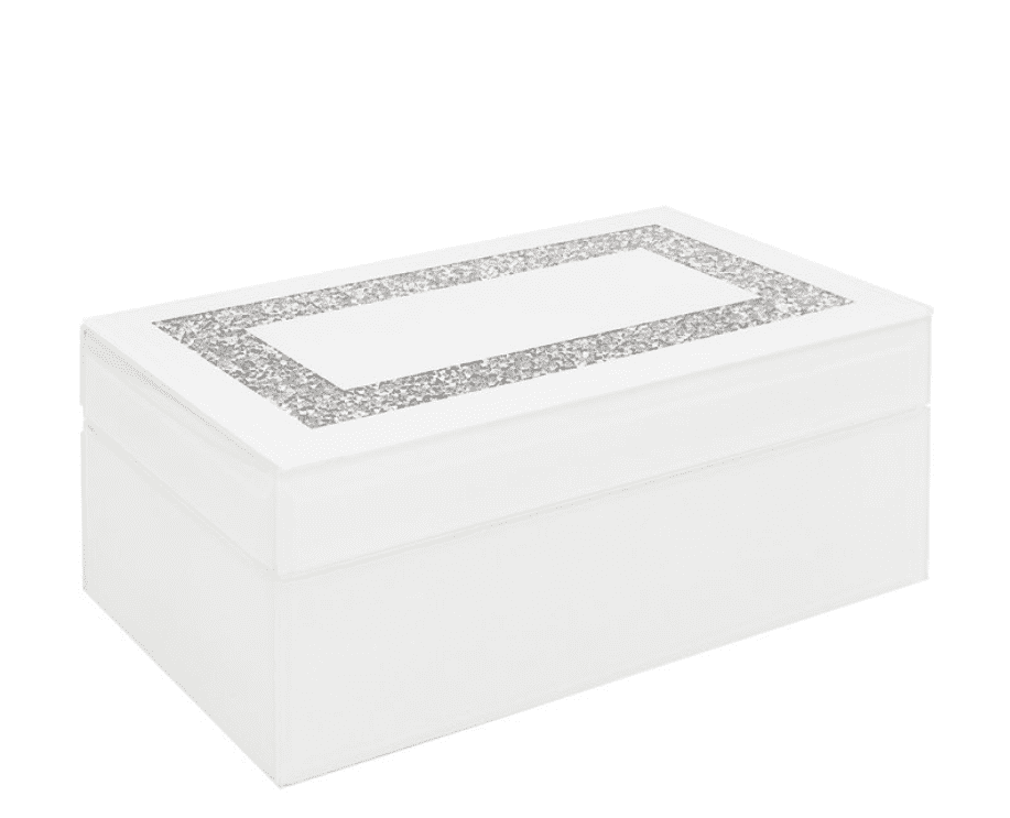 White Crystal Jewellery Box 21Cm