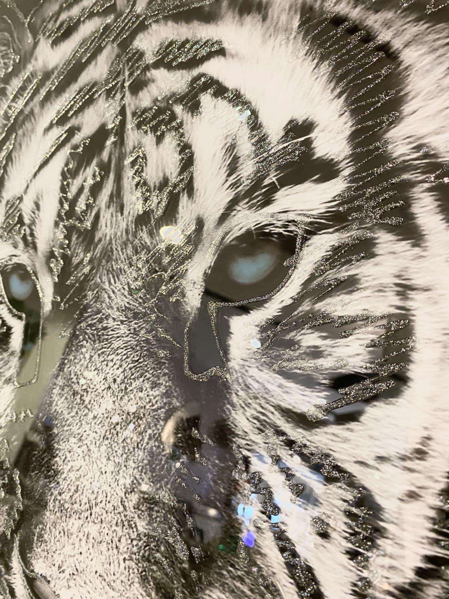 White Tiger Face Wall Art Mirror Frame 85Cm X 85Cm