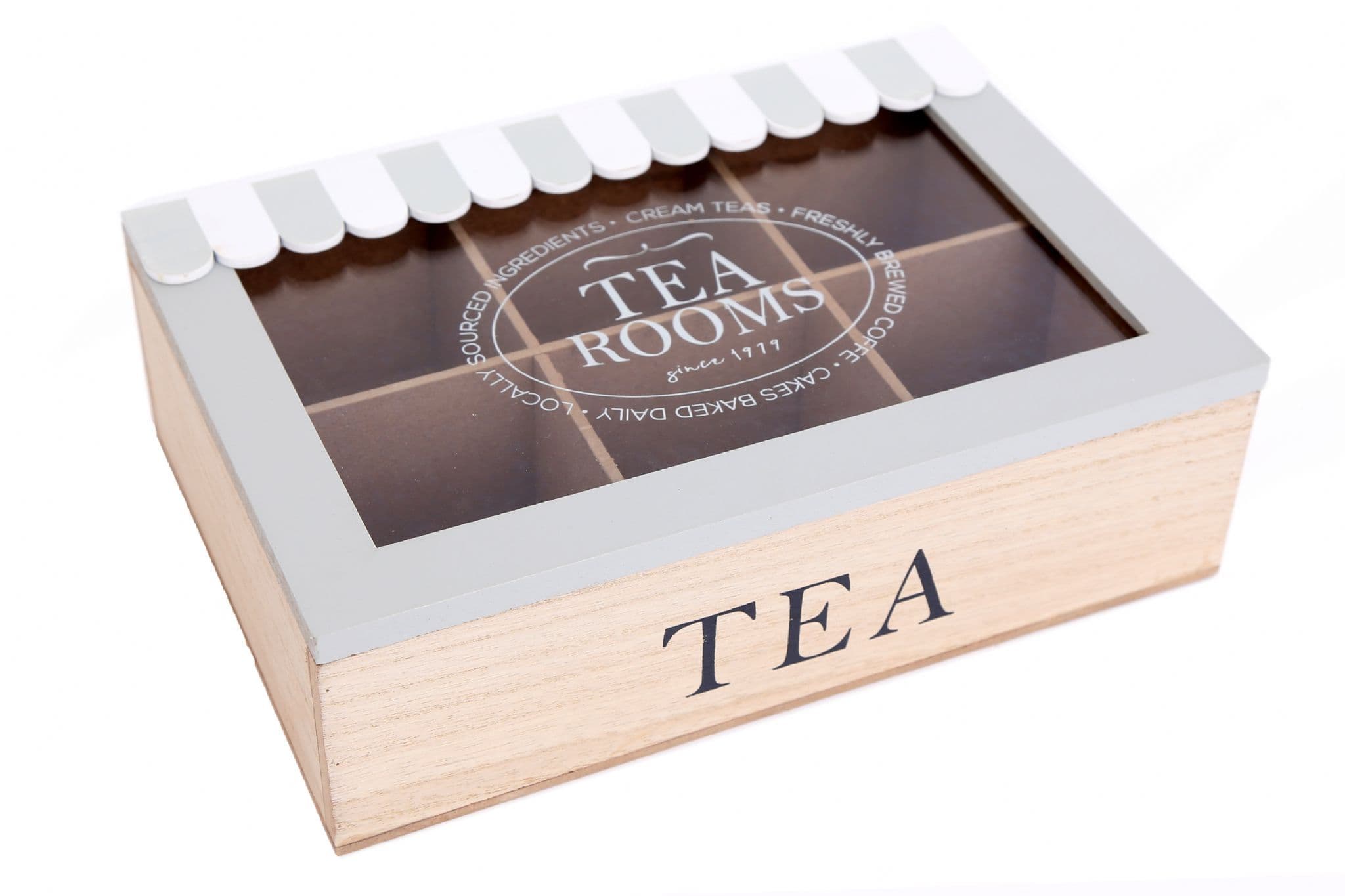 Wooden Canopy Tea Box 6 Section