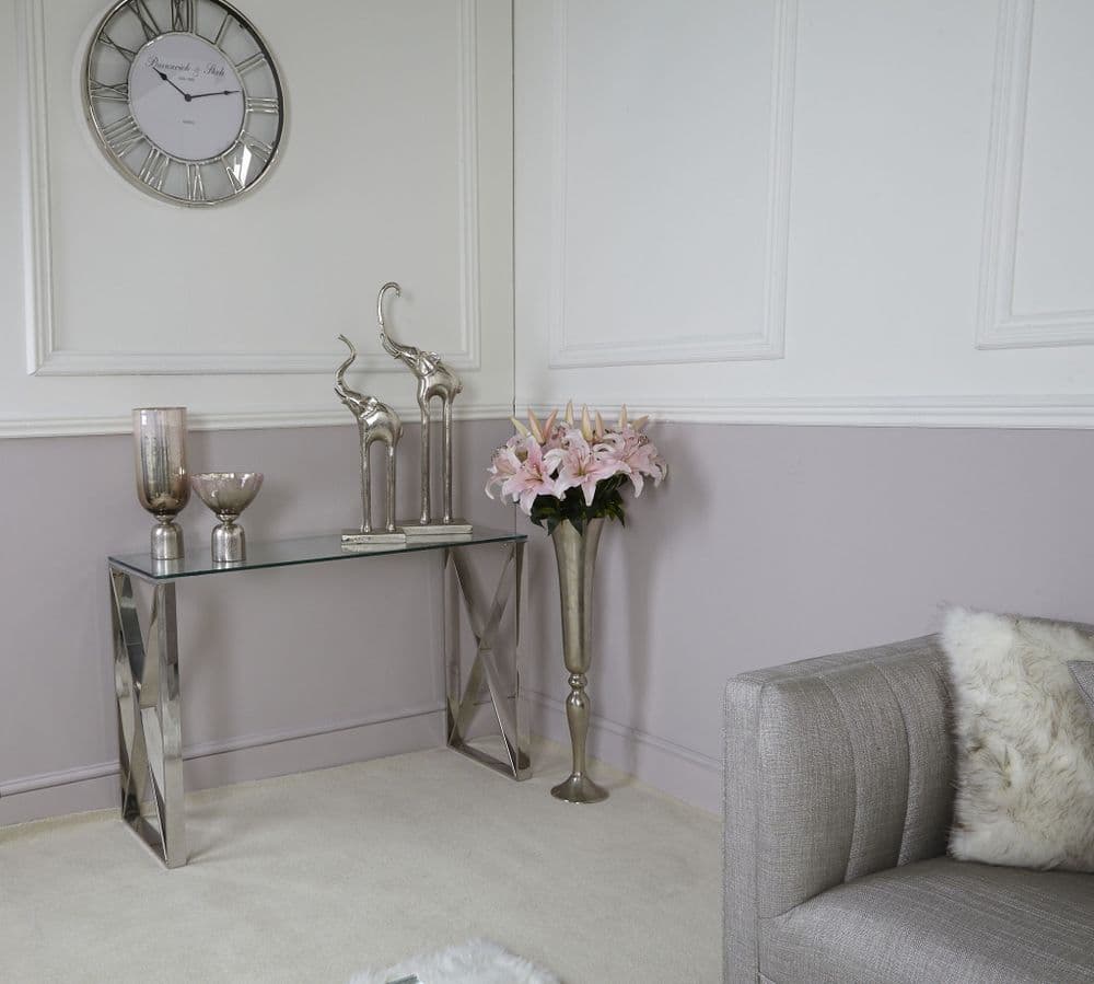 Zen Console Table Stainless Steel & Glass