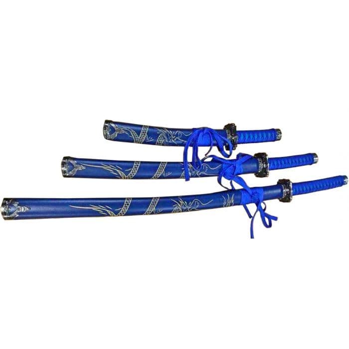 Blue Set of 3 with Dragon Stainless Steel Blade
