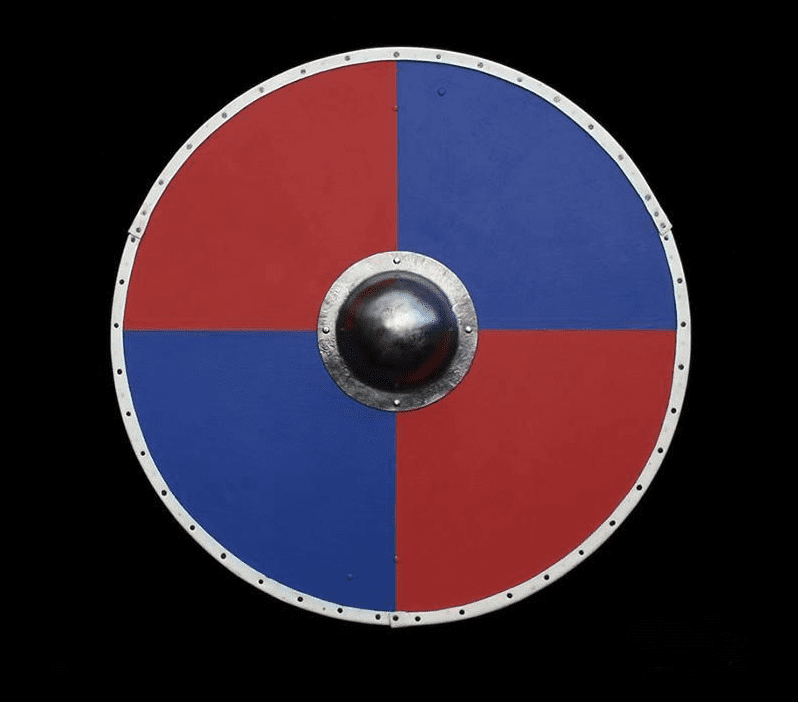 Red and Blue Solid Wood Viking Round Shield