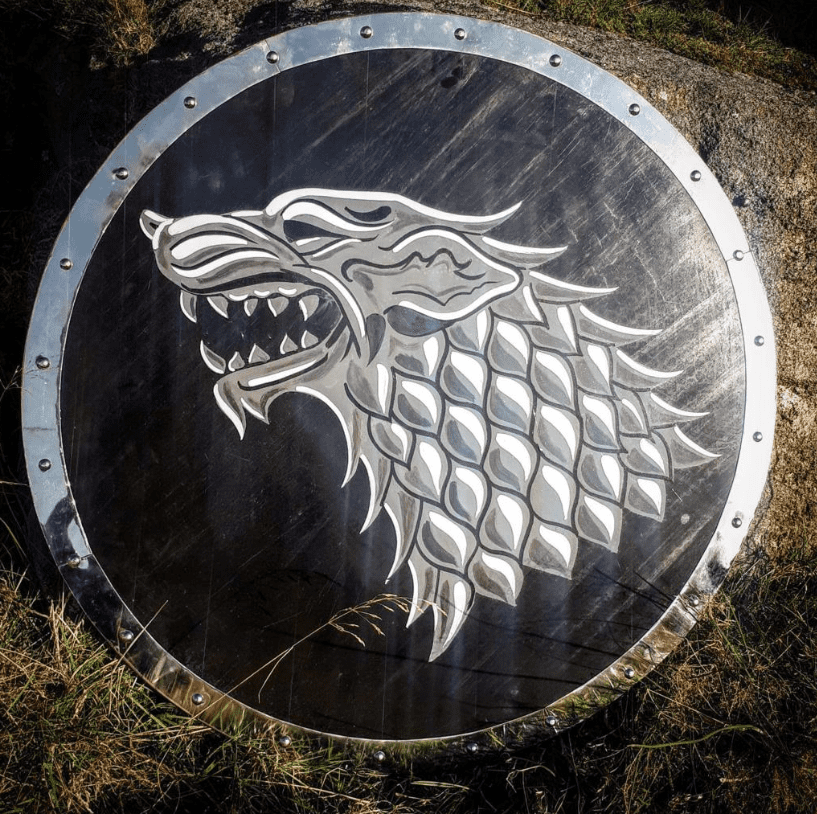 Solid Wood Direwolf Round Shield