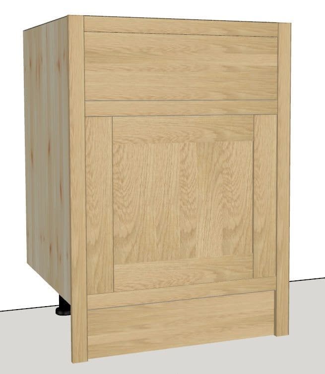 Oak Fronted 1 Door & 1 Drawer Base Unit 600mm Wide