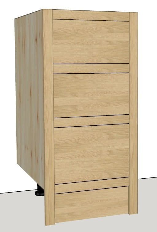 Oak Fronted 3 Drawer Base Unit 400mm Wide
