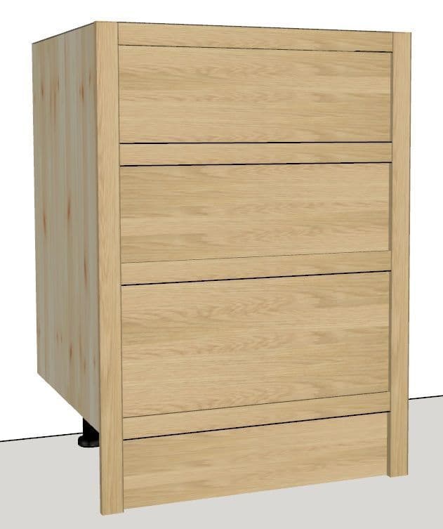 Oak Fronted 3 Drawer Base Unit 600mm Wide