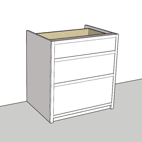 Pine Traditional Style Ascending 3 Drawer Kitchen Base Unit 800 mm