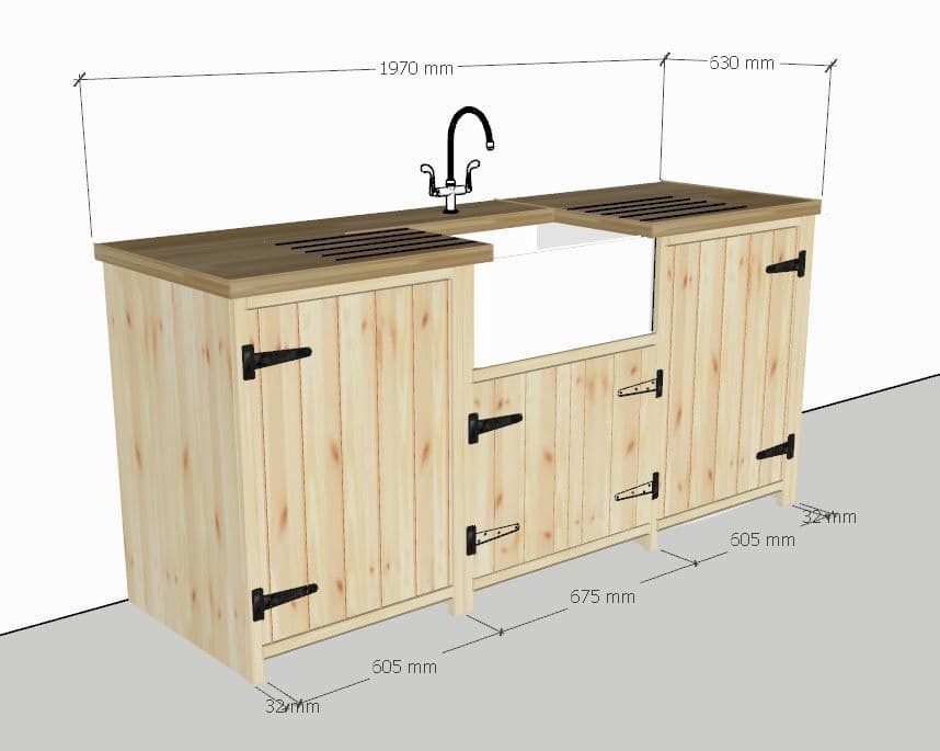 Rustic Farmhouse Belfast Utility Unit With Doors