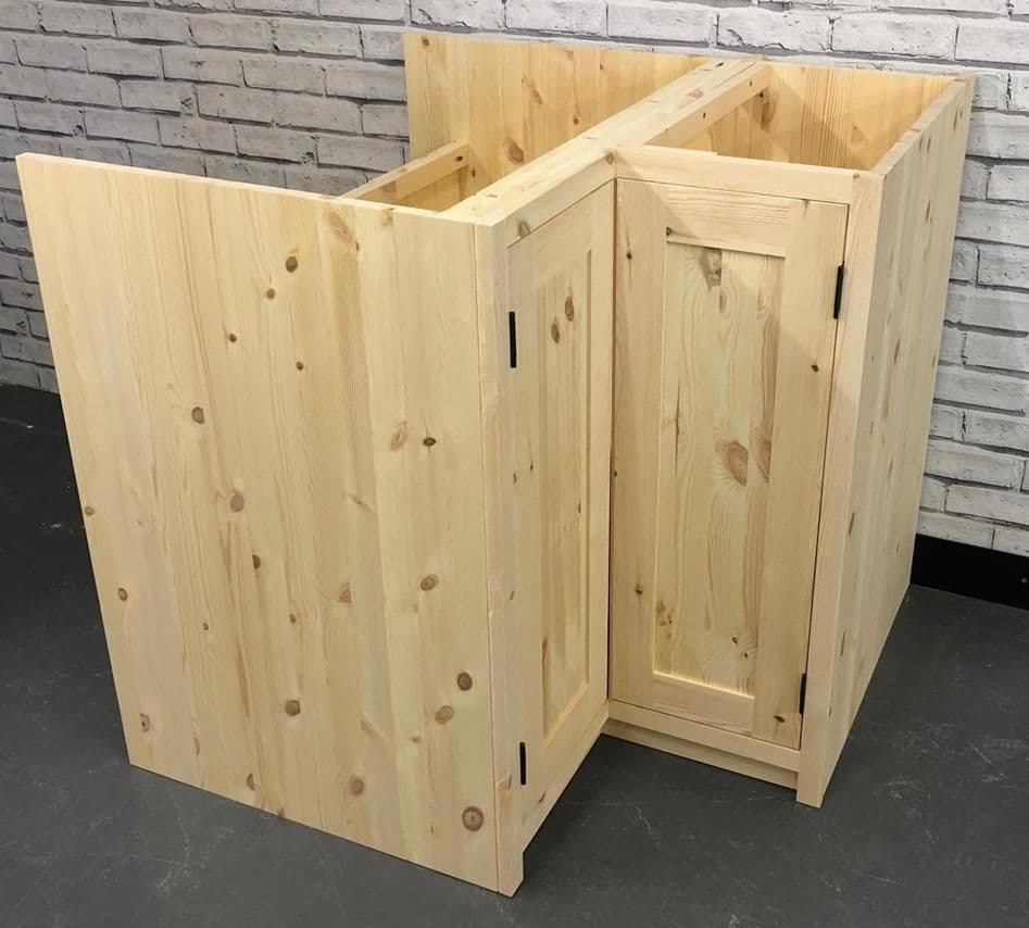 Traditional Style Pine L-shaped Corner Return Kitchen Base Unit 1000mm ...