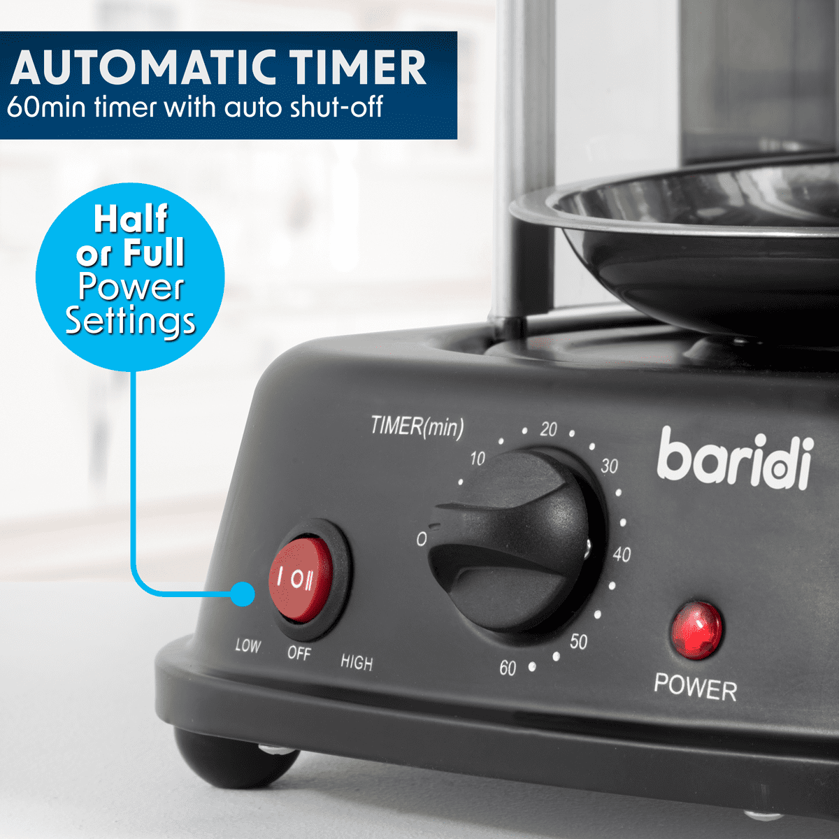 Baridi DH216 Rotisserie Grill Kebabs Gyros Skewers Roasts 1500W 21L Black