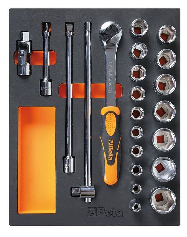 Beta M96 22 Piece 1/2" Drive Socket Set In Soft Thermoformed Tray