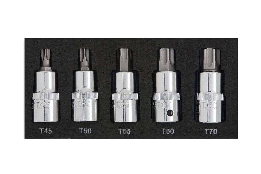 Blue Spot 01505 Torx Bit Set T45-T70 EVA Foam 5 Piece 1/2D