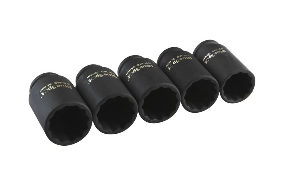 Blue Spot 01552 Impact Hub Nut Sockets 30-36mm 5 Piece 1/2D