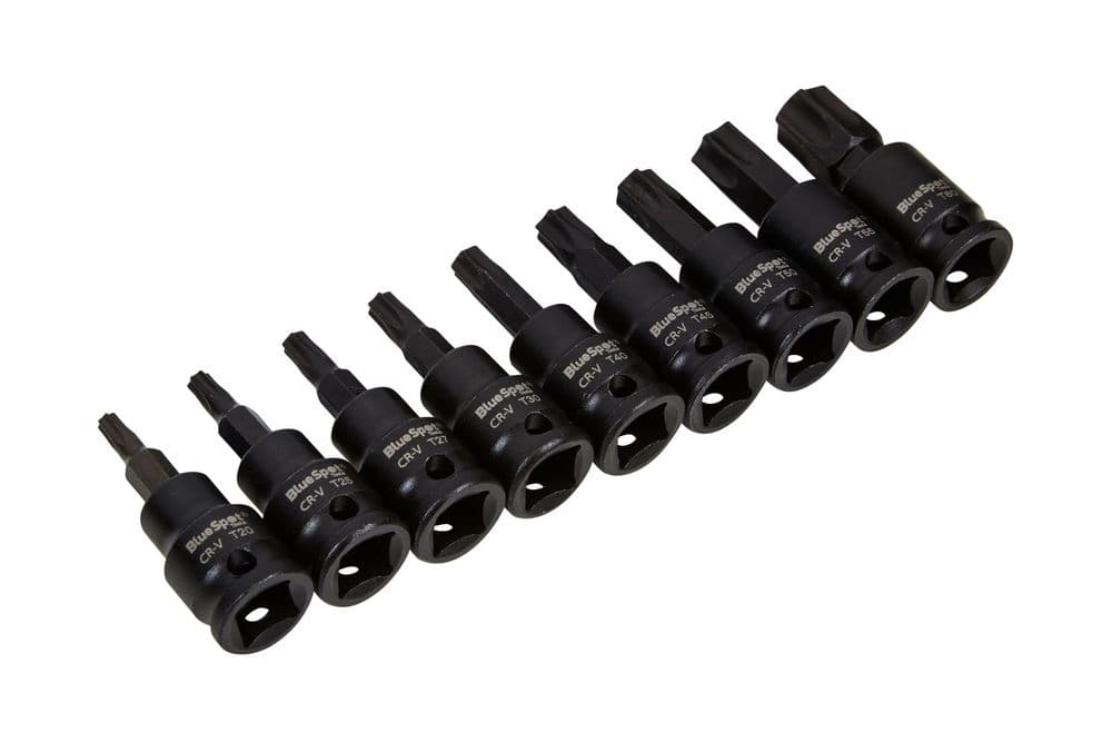 Blue Spot 01571 Impact Key Torx Bit Socket Set T20 - T70 Bits 3/8 ...