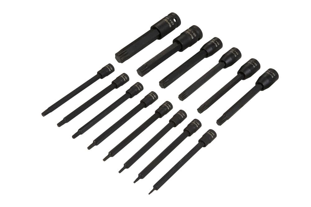 Blue Spot 01595 Extra Long Impact Torx Bits 1/4 - 3/8 1/2D 15 Piece