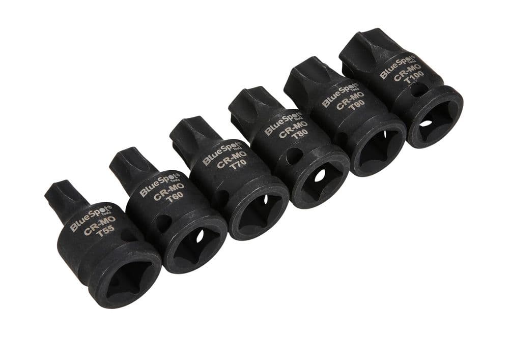 Blue Spot 01598 Impact Torx Bits T55-T100 6 Piece 1/2D